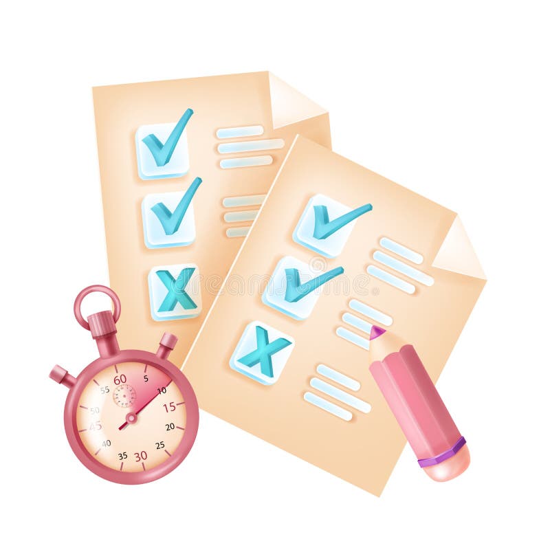 Online Exam, Vector Internet Test Form, Checkbox, Mark, Question List ...