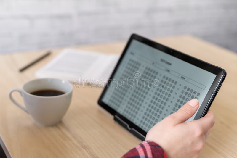 Online Exam. Woman Student Testing Exercise. Examination Test on the ...