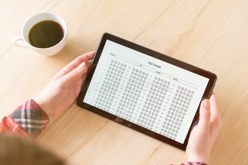 Online Exam. Woman Student Testing Exercise. Examination Test on the ...