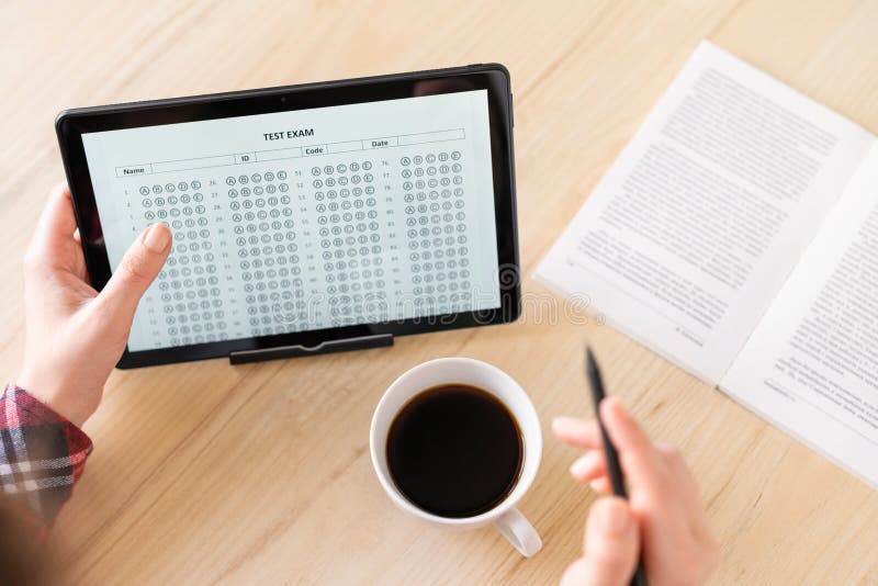 Online Exam. Girl Student Testing Exercise. Examination Test on the ...