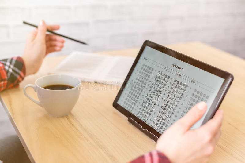 Online Exam. Woman Student Testing Exercise. Examination Test on the ...