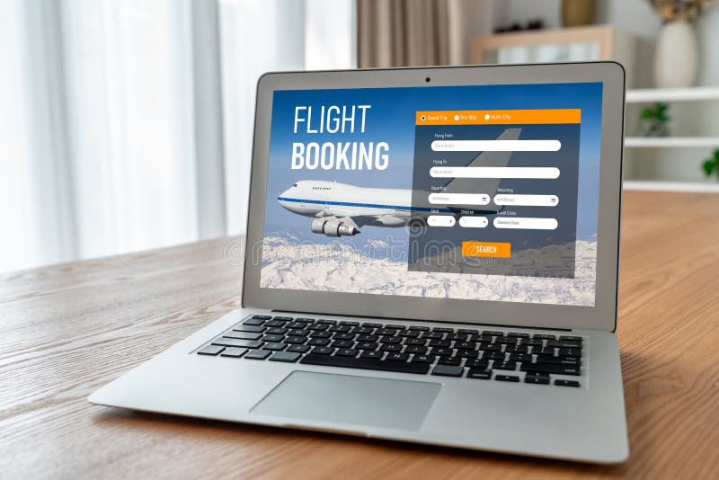 Online Flight Booking Website Provide Modish Reservation System Stock ...