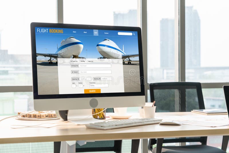 Online Flight Booking Website Provide Modish Reservation System Stock ...