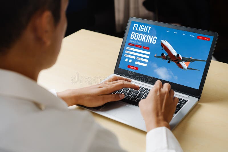 Online Flight Booking Website Provide Modish Reservation System Stock ...