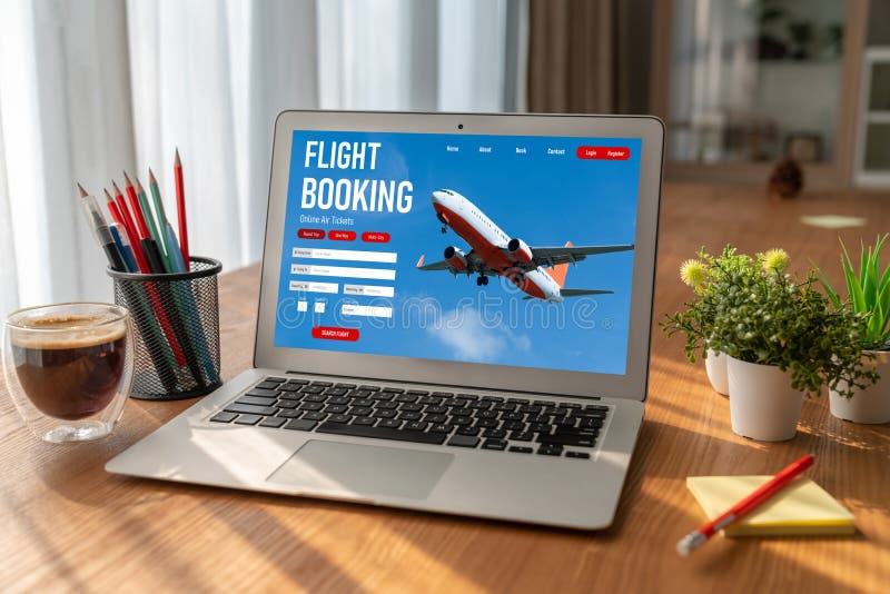 Online Flight Booking Website Provide Modish Reservation System Stock ...