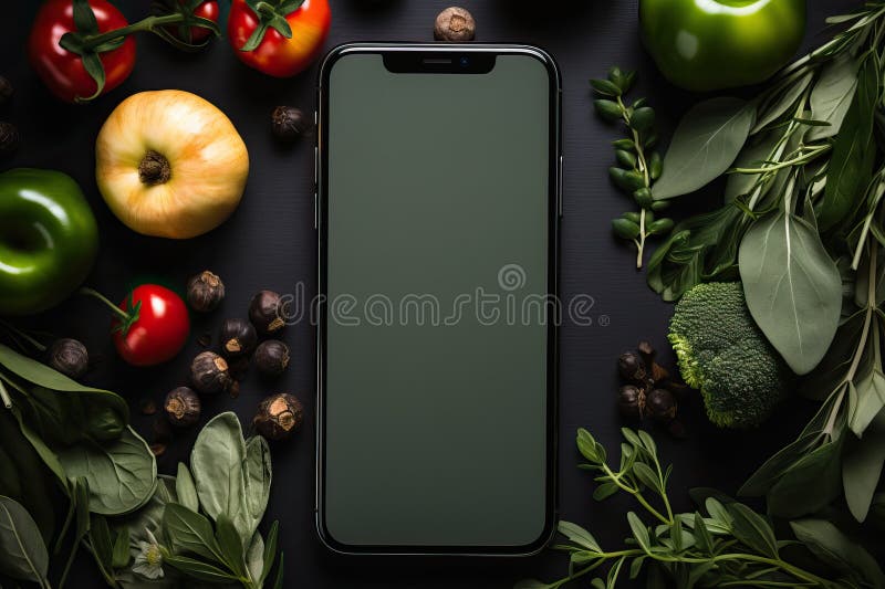 Online Food Ordering Concept. Mockup for Text Design. Stock Photo ...