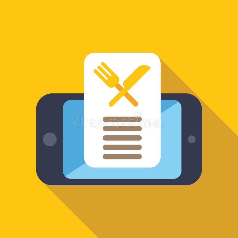 Smartphone Showing Online Food Menu with Fork and Knife Icon Stock ...