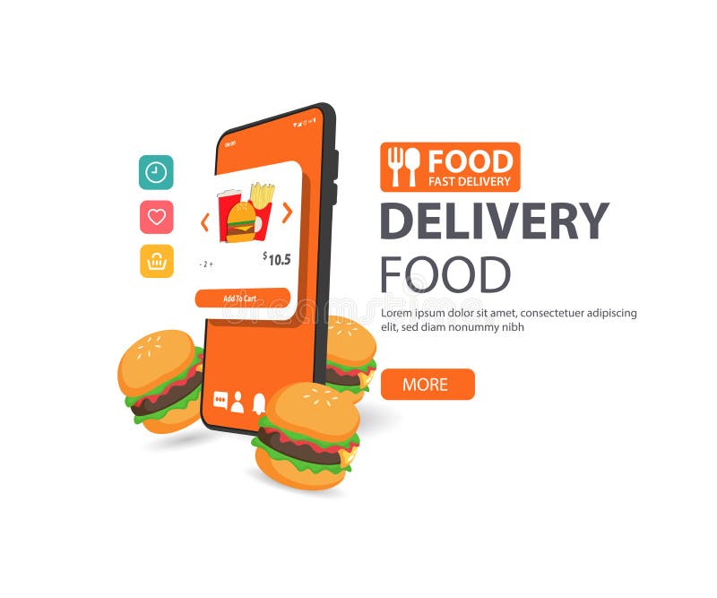 Online Food Ordering. Vector Concept Illustration of Mobile Smartphone ...
