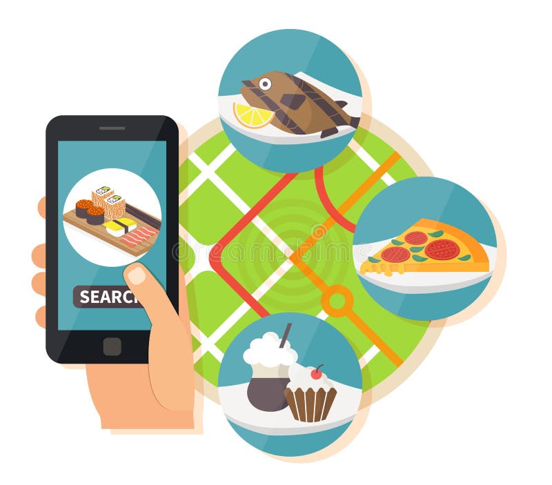 Online food search stock vector. Illustration of business - 75147413