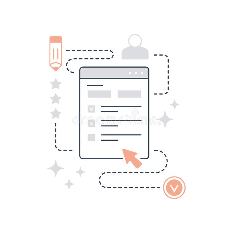 Online Form Flat Line Concept Stock Vector - Illustration of test ...