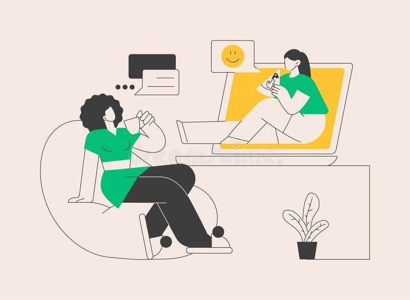 Online Friends Meeting Abstract Concept Vector Illustration. Stock ...