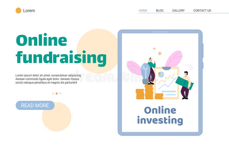 Online Fundraising and Investments Site or Web Page, Flat Vector ...