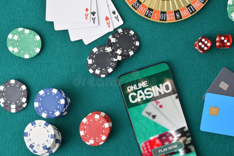 Online Game App on Smartphone on Game Table with Objects Stock Image ...