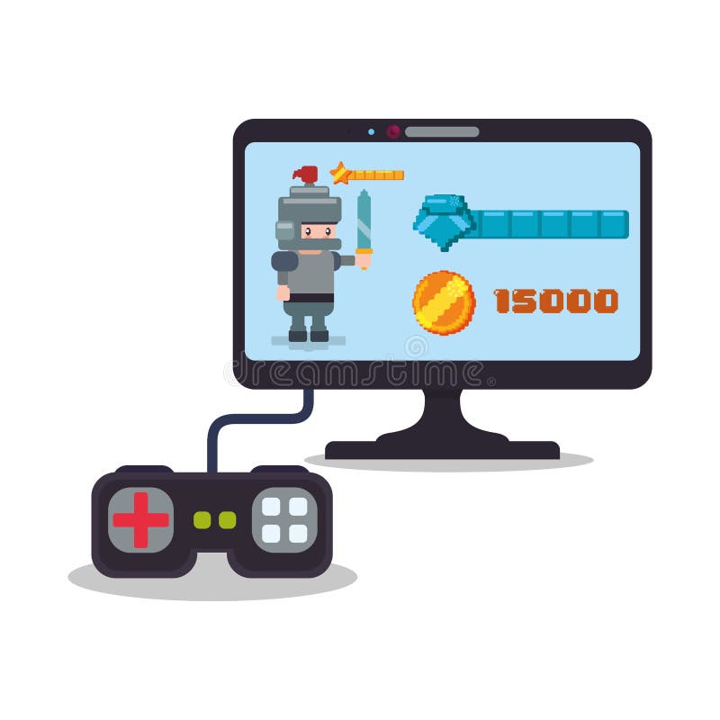 Online Game Computer Controller Score Knight Play Stock Illustration ...