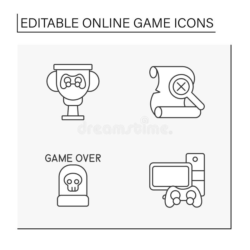 Online game line icons set stock vector. Illustration of stealth ...