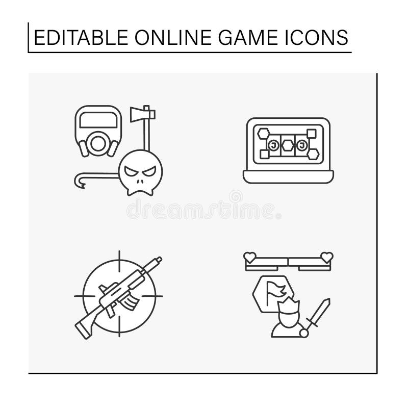 Online game line icons set stock vector. Illustration of gamer - 249659911