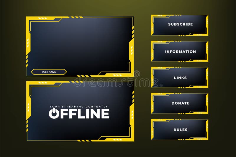 Online Gaming Overlay Vector with Button Elements for Live Streaming ...