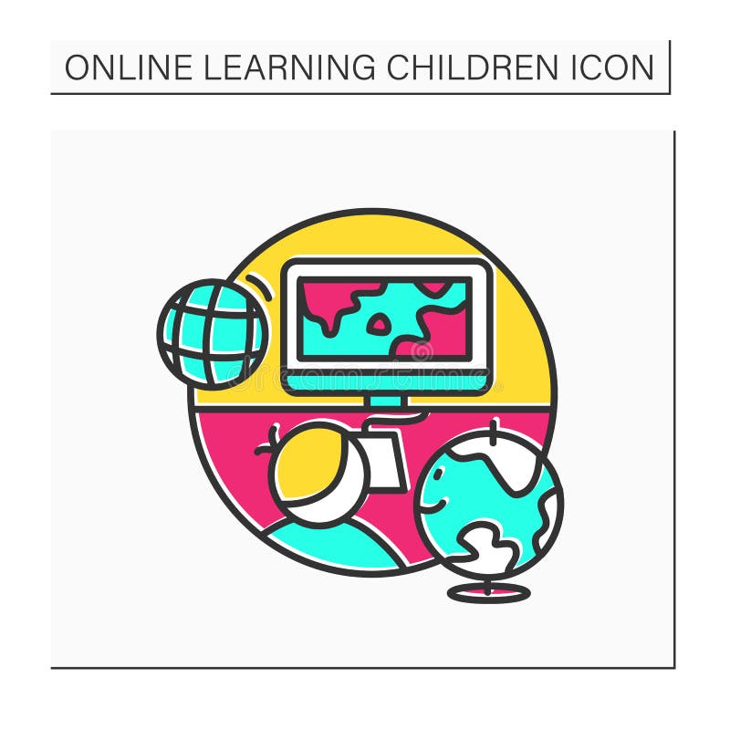 Online Geography Color Icon Stock Vector - Illustration of science ...