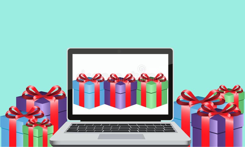 Online gift stock vector. Illustration of volume, lilac - 46065112