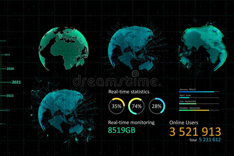 Online Global Network and Stats Data Concept with Different Regions on ...