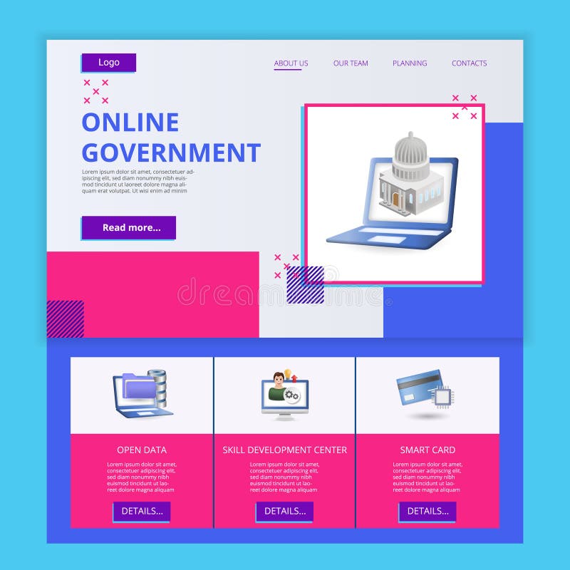 Online Government Flat Landing Page Website Template. Open Data, Skill ...