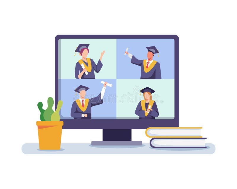 Online Graduation Concept Illustration Stock Vector - Illustration of ...