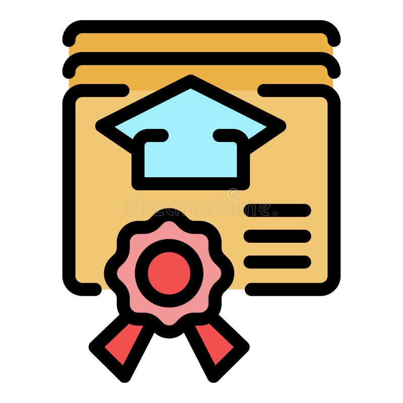 Online Graduation Diploma Icon Color Outline Vector Stock Vector ...