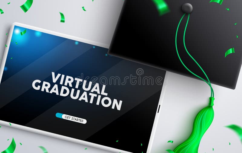 Online Graduation Vector Concept Design. Virtual Graduation Text in ...