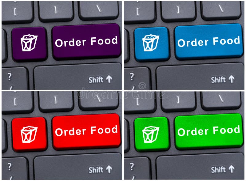 Online Groceries Order Concept with Food Order Button Stock Photo ...