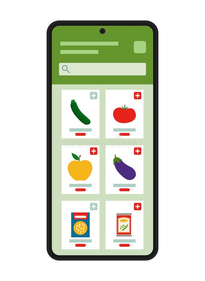 Online Grocery Shopping App on Smartphone Stock Vector - Illustration ...