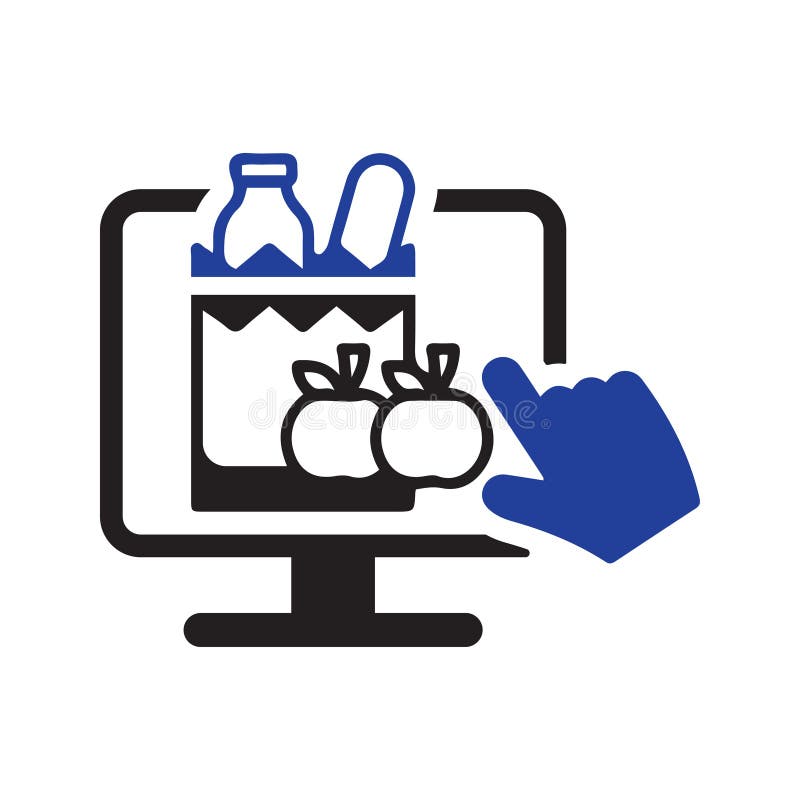 Online Grocery Shopping Icon Stock Vector - Illustration of technology ...