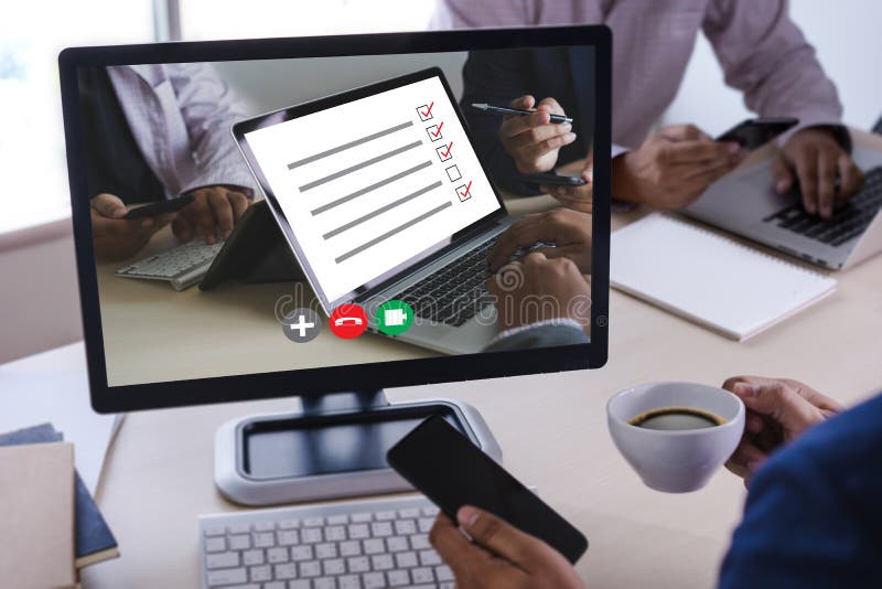 Online Group Videoconference on Laptop Video Call with Teacher on ...