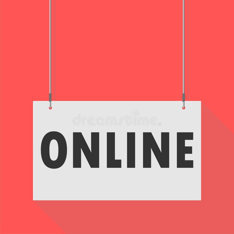 Online Hanging Sign stock vector. Illustration of label - 97374591