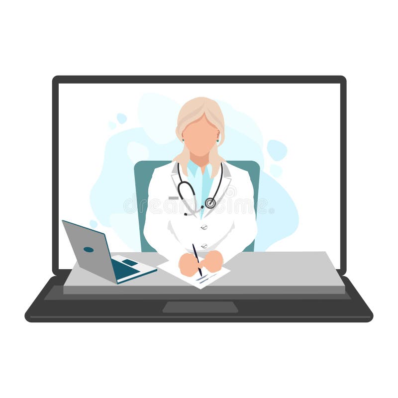 Doctor Consults the Patient Via Online Video Link Stock Vector ...