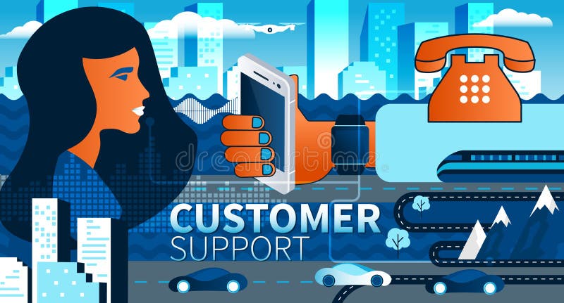 Online Help and Online Customer Support on Smartphone Concept. Flat ...