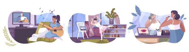 Online Hobbies Compositions Set Stock Vector - Illustration of interior ...