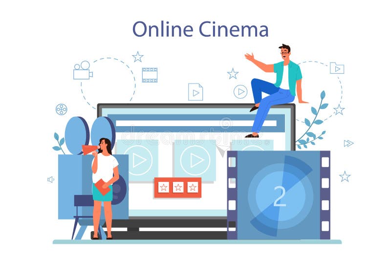 Online Home Cinema Concept. Video Streaming Platform Stock Vector ...