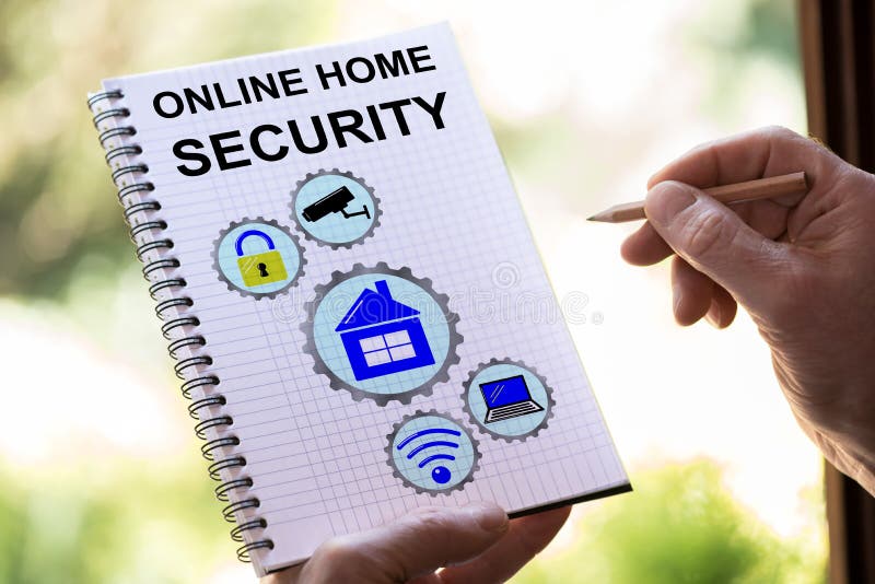 Online Home Security Concept on a Notepad Stock Image - Image of online ...
