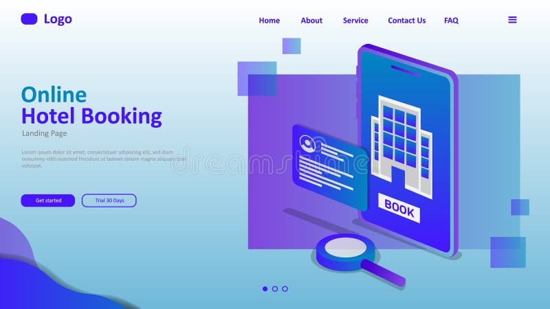 Online Hotel Booking Landing Page Design Template Stock Illustration ...