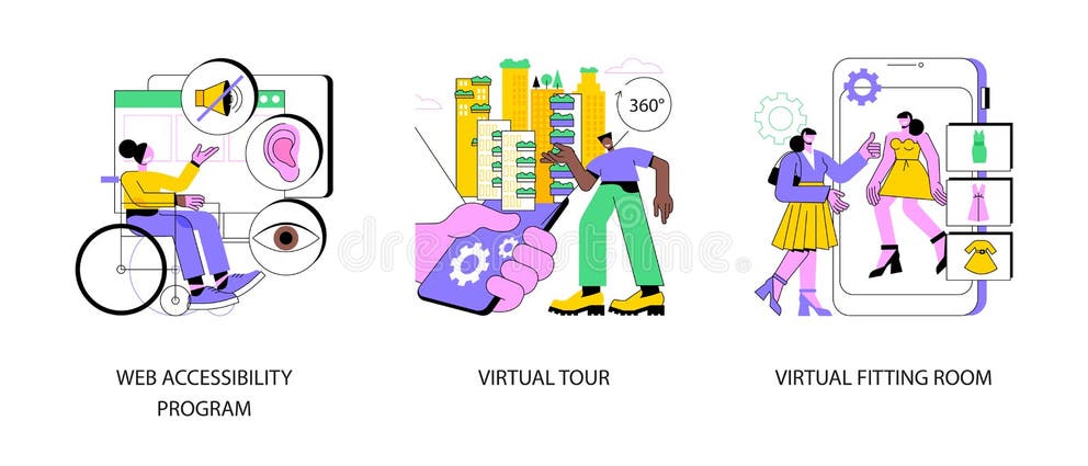 Online Inclusivity Abstract Concept Vector Illustrations. Stock Vector ...