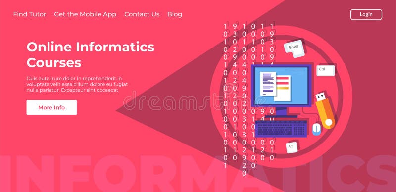 Online Informatics Courses Lessons, Landing Page Stock Vector ...