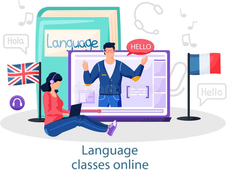 Online Internet Language Courses. Foreign Speech Study at Home Using ...