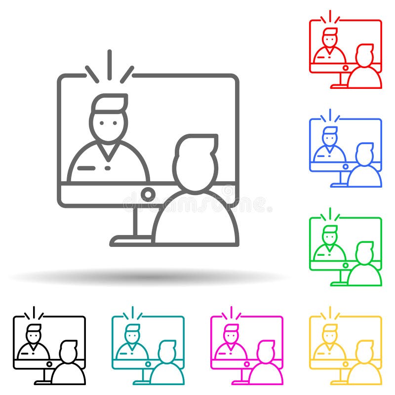 Online Interview Multi Color Style Icon. Simple Thin Line, Outline ...