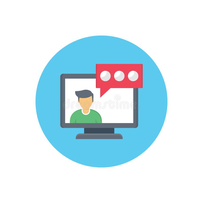 Online Interview Vector Flat Colour Icon Stock Vector - Illustration of ...