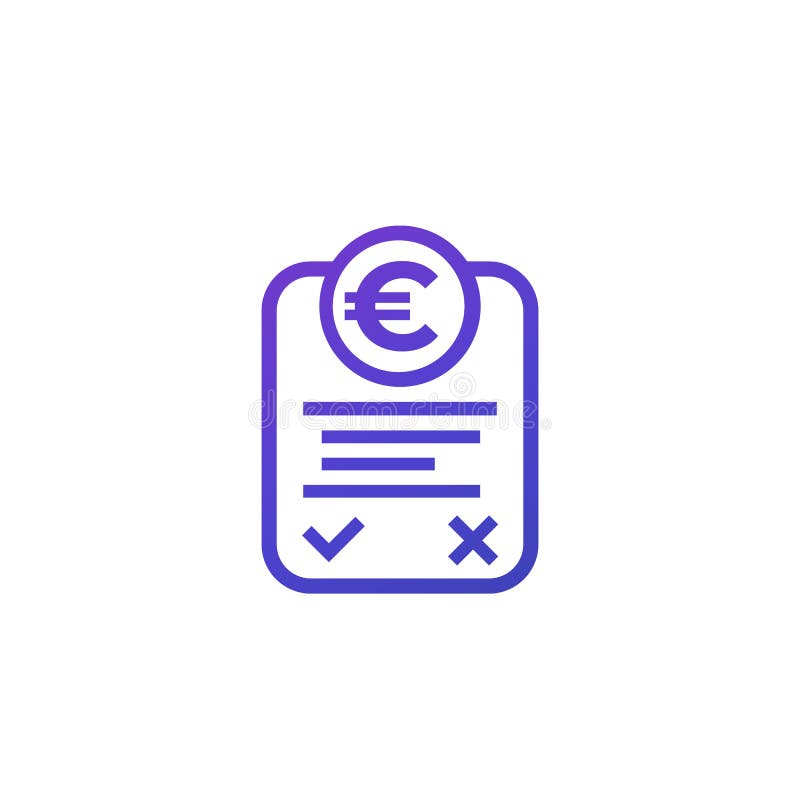 Online Invoice Icon with Euro on White Stock Vector - Illustration of ...