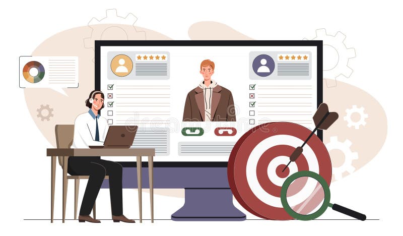 Online Job Interview and Recruitment Process. Vector Illustration Stock ...