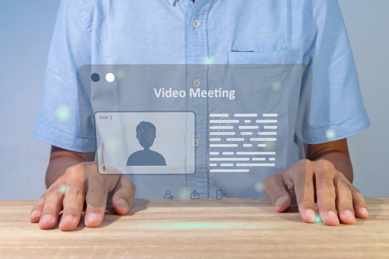 Online Job Interview with Virtual Screen Stock Photo - Image of ...