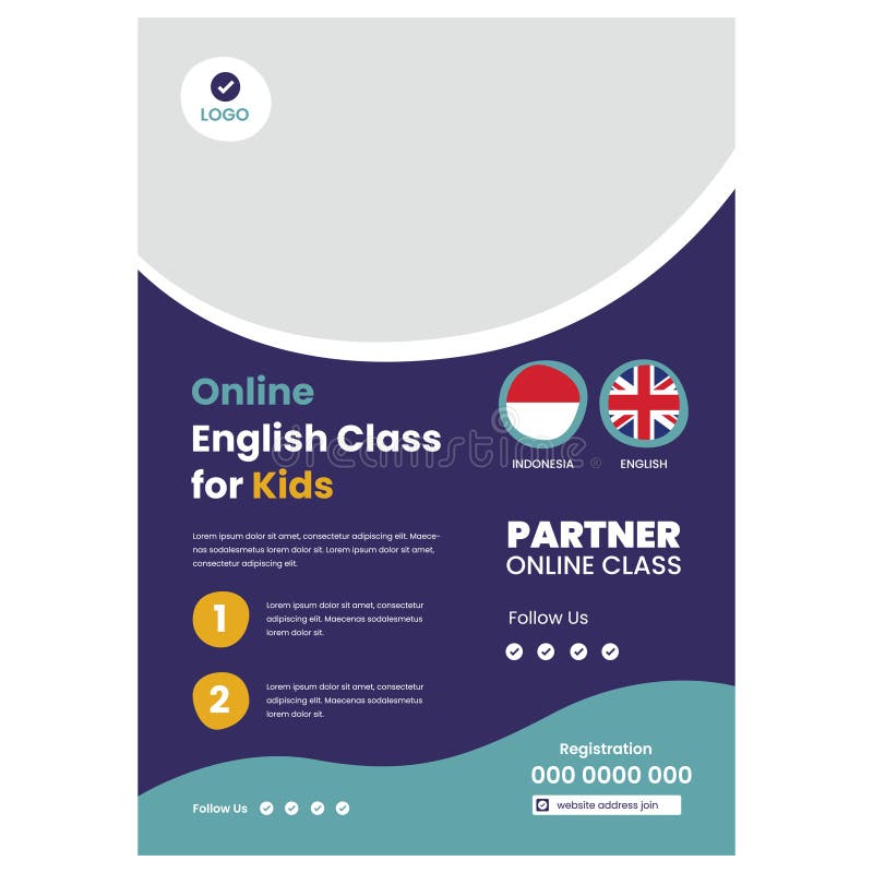 Online Language Class for Kids Flyer Stock Illustration - Illustration ...