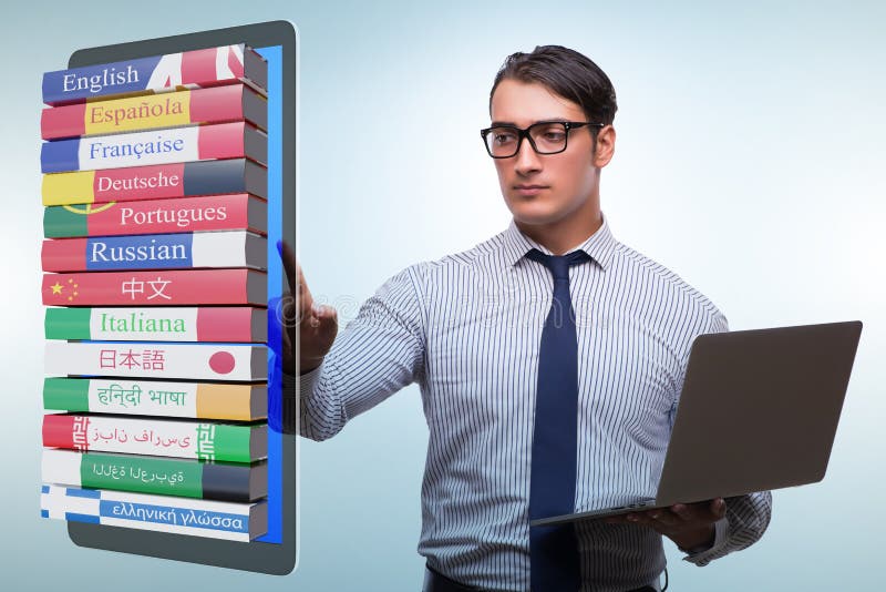 Online Language Learning with Businessman Stock Image - Image of ...