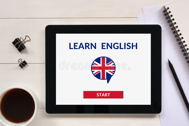 Learn English Concept on Laptop and Smartphone Screen Stock Image ...
